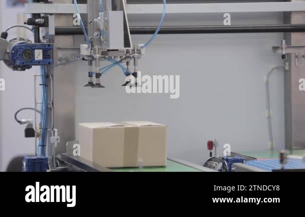 Automated Vacuum Suction Arms Pick and Place Package Box Conveyor Belt ...
