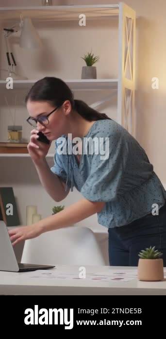 Vertical video. Annoying call. Work conflict. Mobile disagreement ...