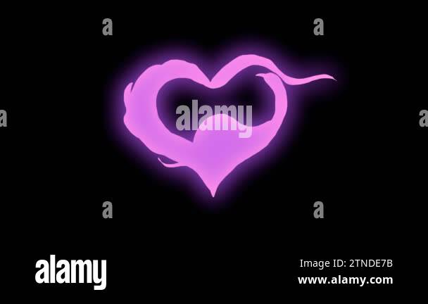 Magical light turns into heart shape and glows, 4k 2D animation, green ...