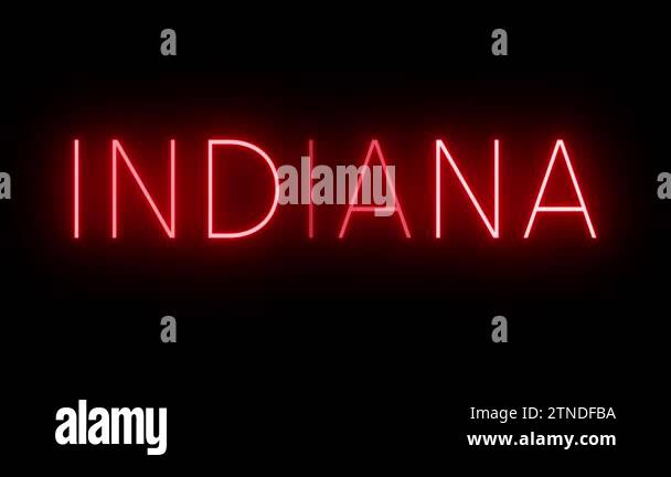 Red flickering and blinking neon sign for Indiana Stock Video Footage ...