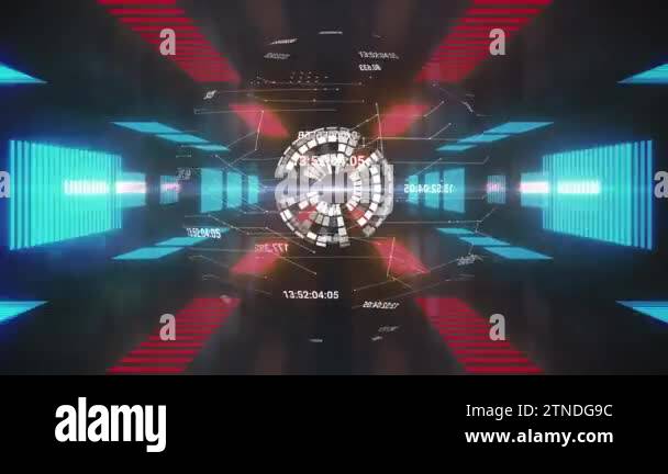 Animation of globe with connections and numbers with blue screens on ...