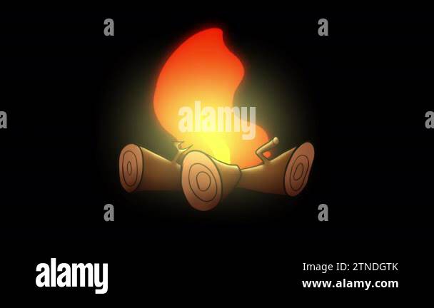 Animation of burning campfire. burning of wood logs on transparent ...