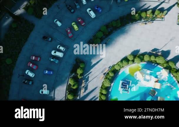 City, town architectural 3d visualization. Aerial view. Realistic 4k ...