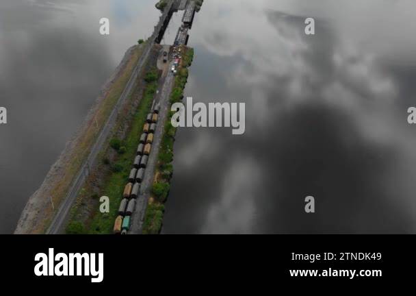 Pontoon bridge of the Ukrainian army. Installation of a temporary ...