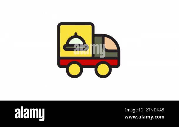 Delivery Truck, Food Delivery animated icon on transparent background ...