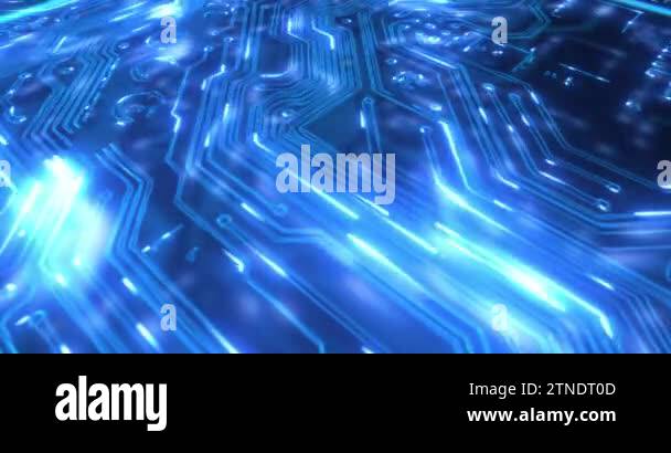 Microchip Circuit And Light For Futuristic Data In Stream Innovation And 3d System Process In