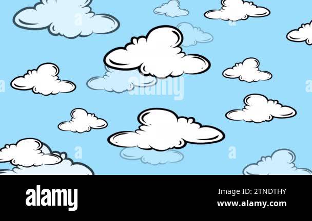 4K Cloudy sky animation. Animated Clouds timelapse Isolated on blue ...