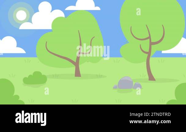 Animated 2d cartoon background in 4k Sidewalk explainer with bench ...