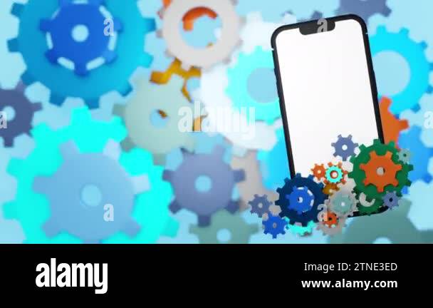 Smartphone mobile phone with gear mechanism and cog wheels, maintenance ...