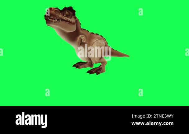 Dinosaur cartoon character while exercising in green screen chroma key ...