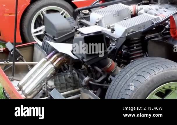 Mulhouse, France - July 2 2011 : Ferrari F40: Revealing the Motor Under ...