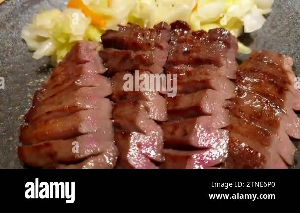 Gyutan beef ox tongue grill of Sendai Japan famous food charcoal grill ...