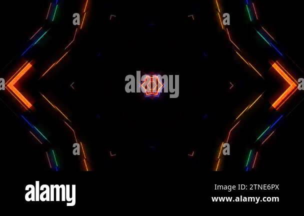 3D Animated digital abstract. Colorful curved and circular lines on ...