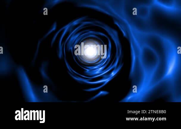 4K Blue circle sci-fi futuristic technical science-fiction tunnel ...