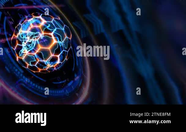 Quantum computer futuristic technology with digital hexagon and red ...