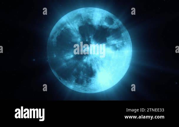 Full and New moon phases on a starry background. with bright neon rays ...