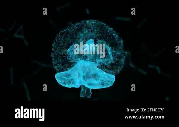 medical animation of a human brain. X-ray style image of brain. Human ...