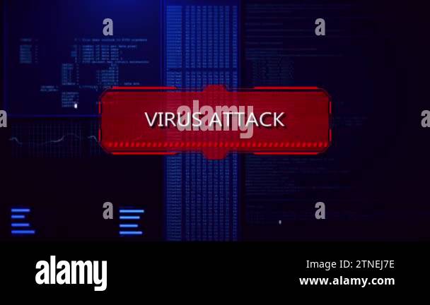 Attention Danger Symbol on Dark Red Glitched Background. Computer Virus. System Hacked Error ...