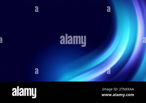 Curved glowing blurred lines in shades of blue in corner screen ...