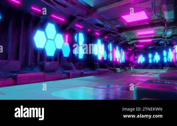 Big data connection in room data center connections lines. render ...