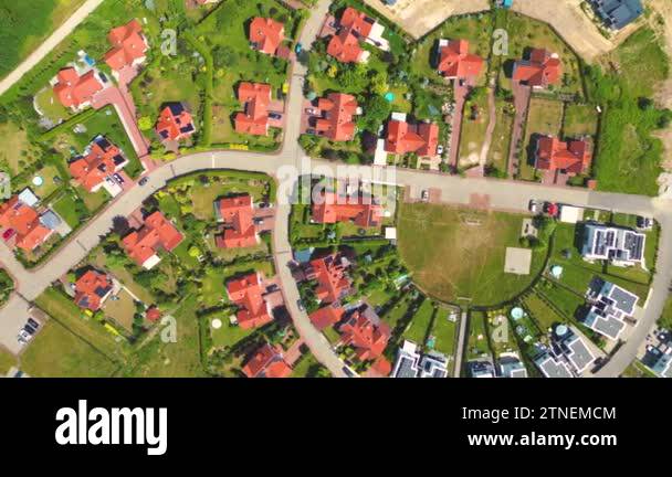 Aerial view of residential houses neighborhood and apartment building ...