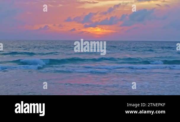 Beautiful golden sky in colorful sunset above the ocean. Scene of ...