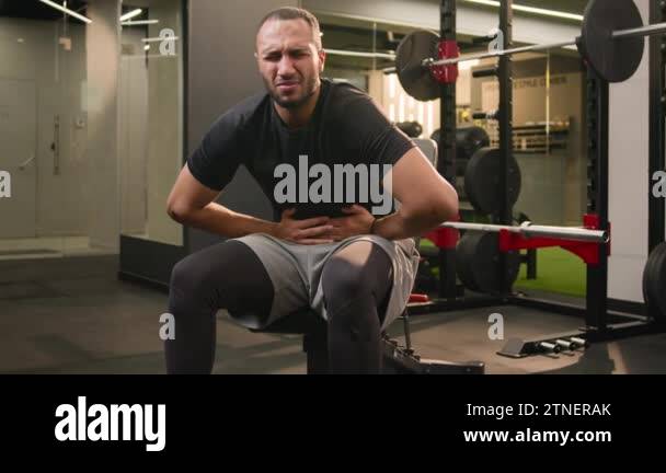 African American male unwell unhealthy bad feeling sportsman athlete ...