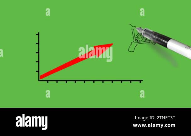 Draw young boy and girl dancing with joy to see graph of red arrow ...