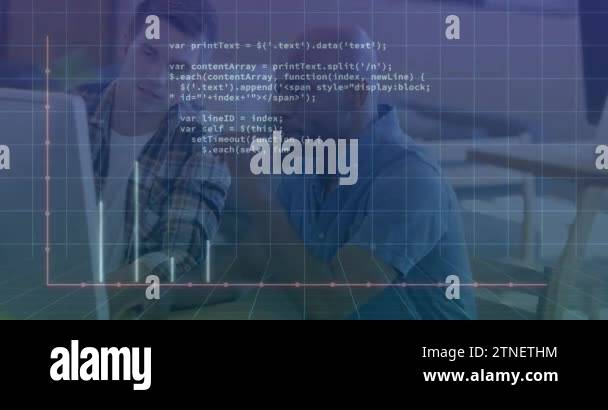 Animation of graph over computer language over diverse coworkers ...