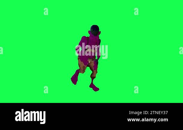 3d animated purple worker man dancing hip hop from front angle on green ...