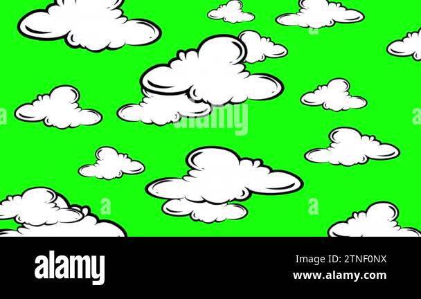 4K Cloudy sky animation. Animated Clouds timelapse Isolated on Chroma ...