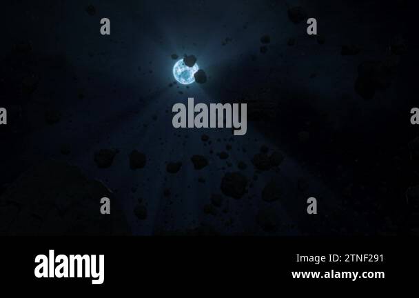 White dwarf star Sirius B with hostile rocky asteroid field. Concept 3D ...