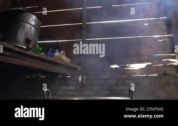 Cooking using traditional stoves in the countryside, the fuel uses wood ...