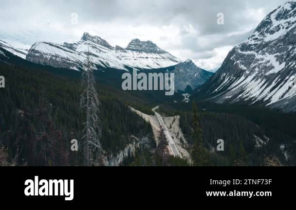 Timelapse of a Scenic drive on a beautiful highway, Icefields Parkway ...