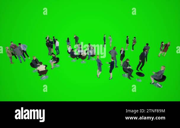 3D animation of Europeans and Africans standing and sitting in the ...