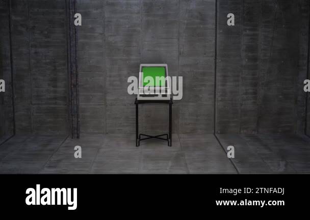 Old CRT computer with green screen. representation of an Old CRT TV ...