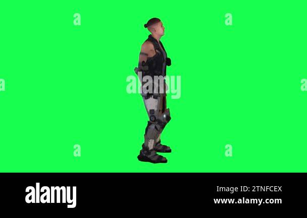 3d warrior man fighting and punching from left angle on green screen 3D ...