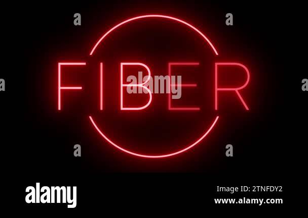 Red flickering and blinking animated neon sign for FIBER Stock Video ...