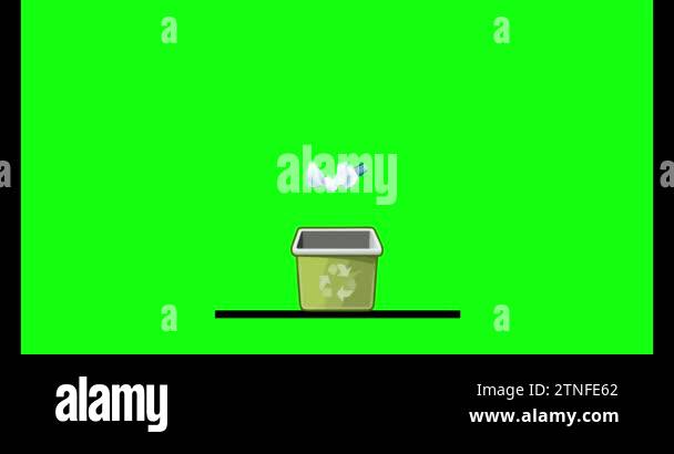 green screen footage. Dispose of trash in its place on a green ...