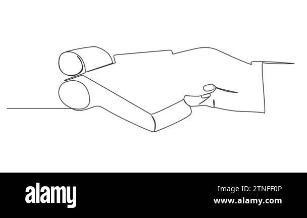 animated continuous single line drawing of contactless nfc credit card ...