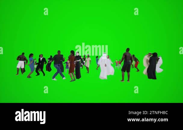 3D animation of African and Arab people dancing and having fun in the ...
