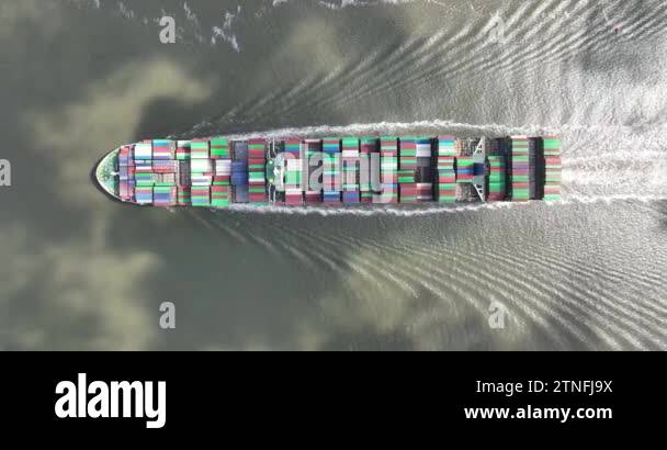 Maritime trade aerial drone footage showcasing a top down perspective ...