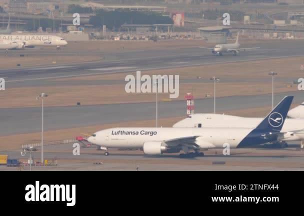HONG KONG - NOVEMBER 10, 2019: Widebody aircraft Boeing 777-F, D-ALFG ...