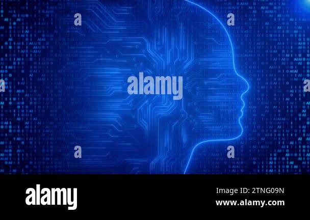 Digital AI Artificial intelligence Futuristic brain animation. human interface concept. Robotic ...