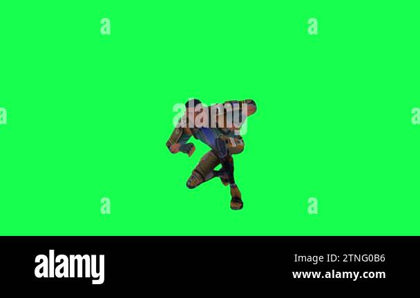 3d animated warrior man throwing grenade from opposite angle on green ...