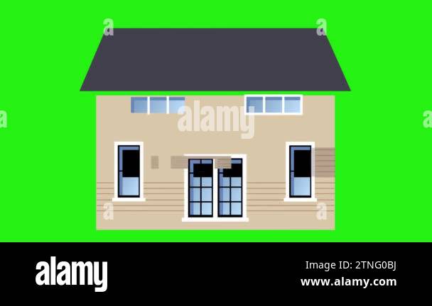 House Before and After Presentation on Green Screen. Old Building vs ...