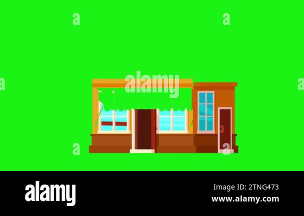 House Before and After Presentation on Green Screen. Old Building vs ...