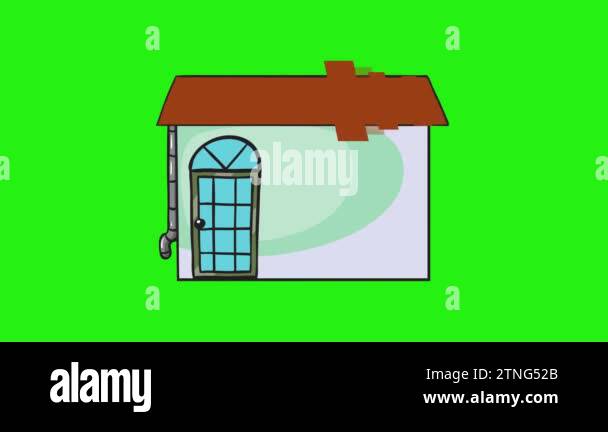 House Before and After Presentation on Green Screen. Old Building vs ...