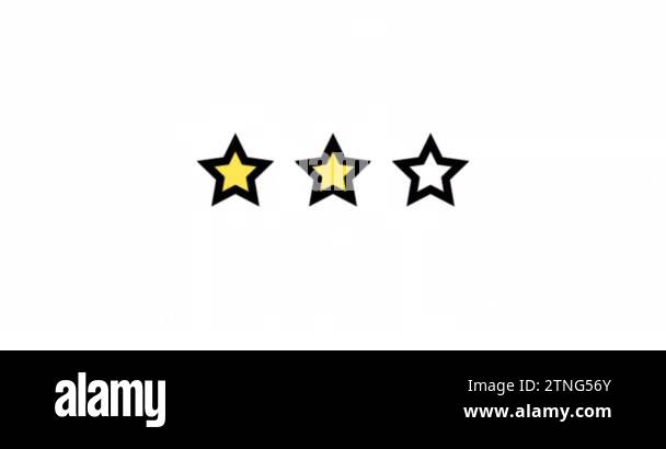 Three Stars Rating animation. Set of Stars. Two Star Rating on White ...