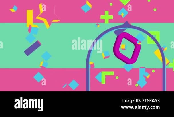 Busy colorful geometric background video template. Abstract shape ...